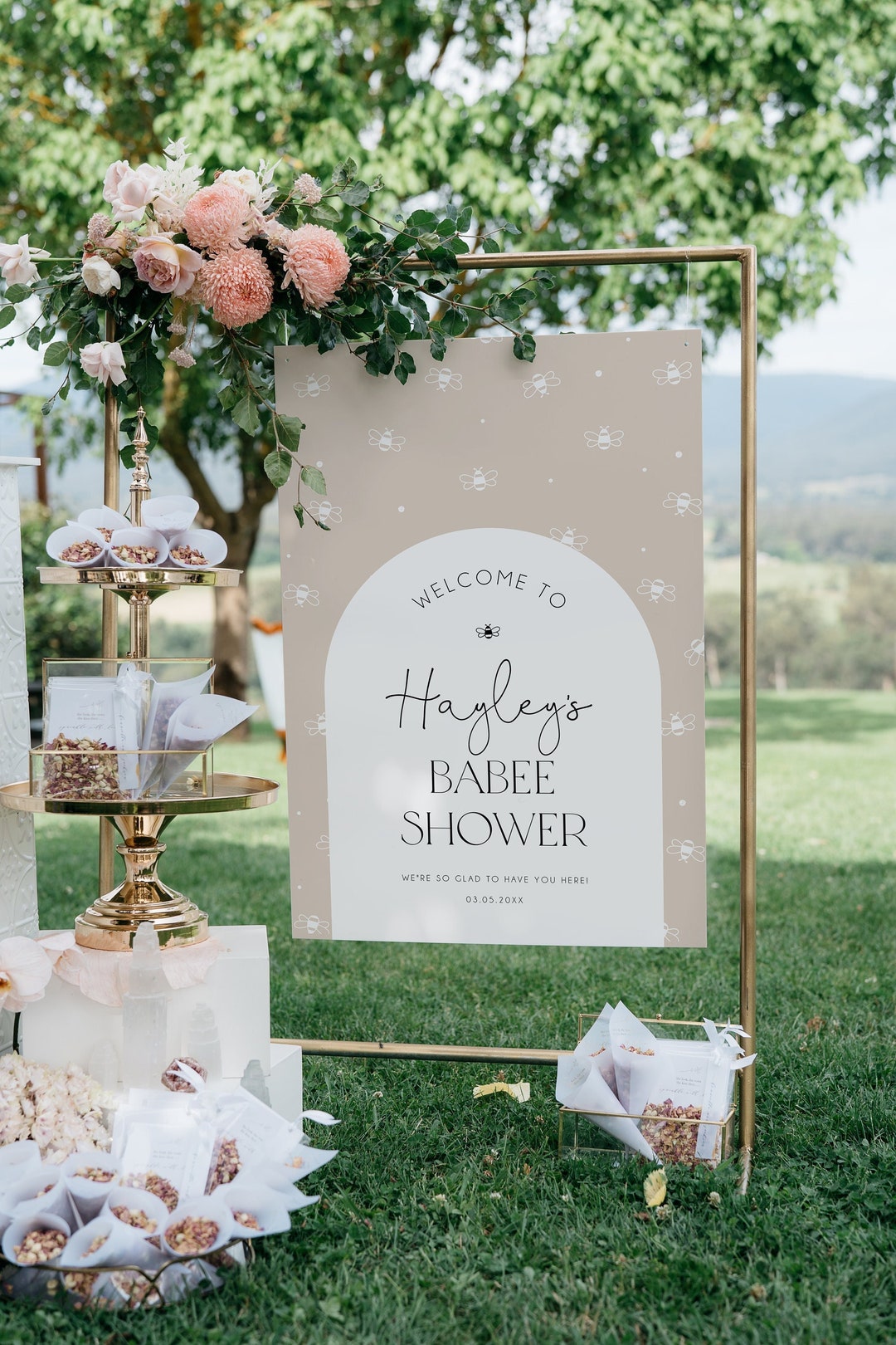 Bee Welcome Babee Shower Sign Template, Honey Bee Baby Shower Welcome ...