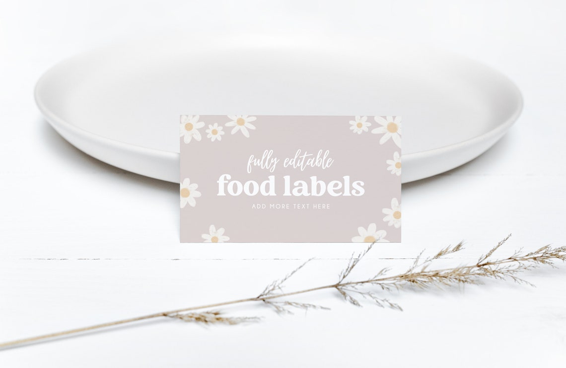 Daisy Food Labels & Name Cards Template Bohemian Daisy - Etsy