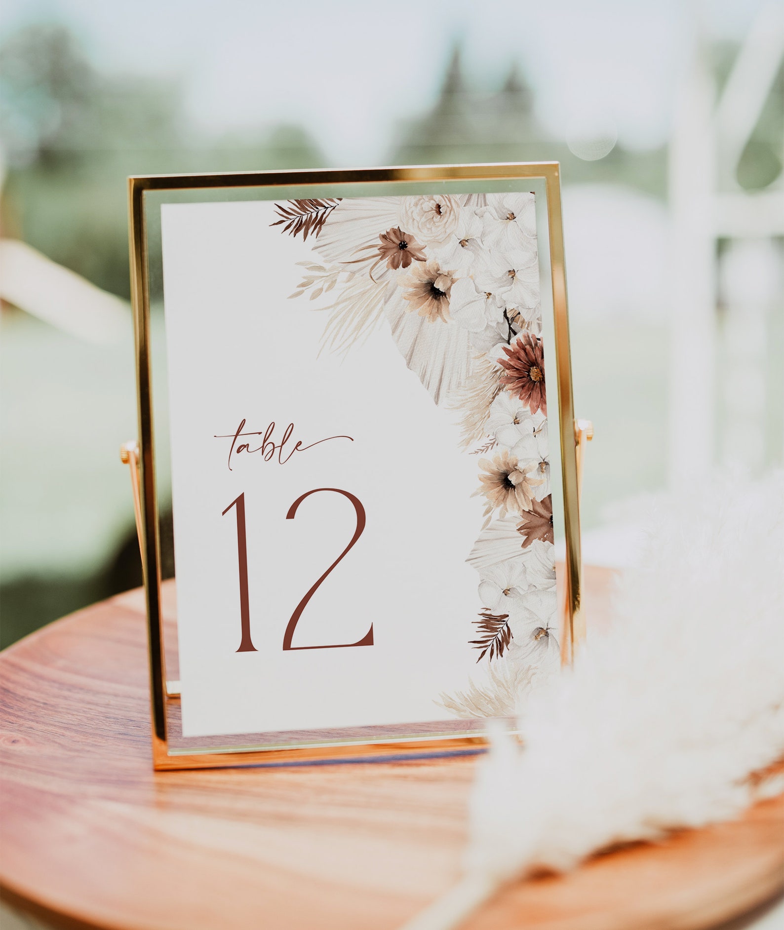 Boho Floral Table Numbers Template, Bohemian Wedding Table Numbers ...