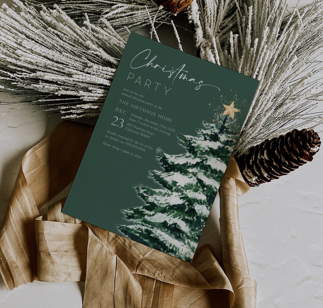 Holiday Christmas Party Invitation, Christmas Tree Invitation ...