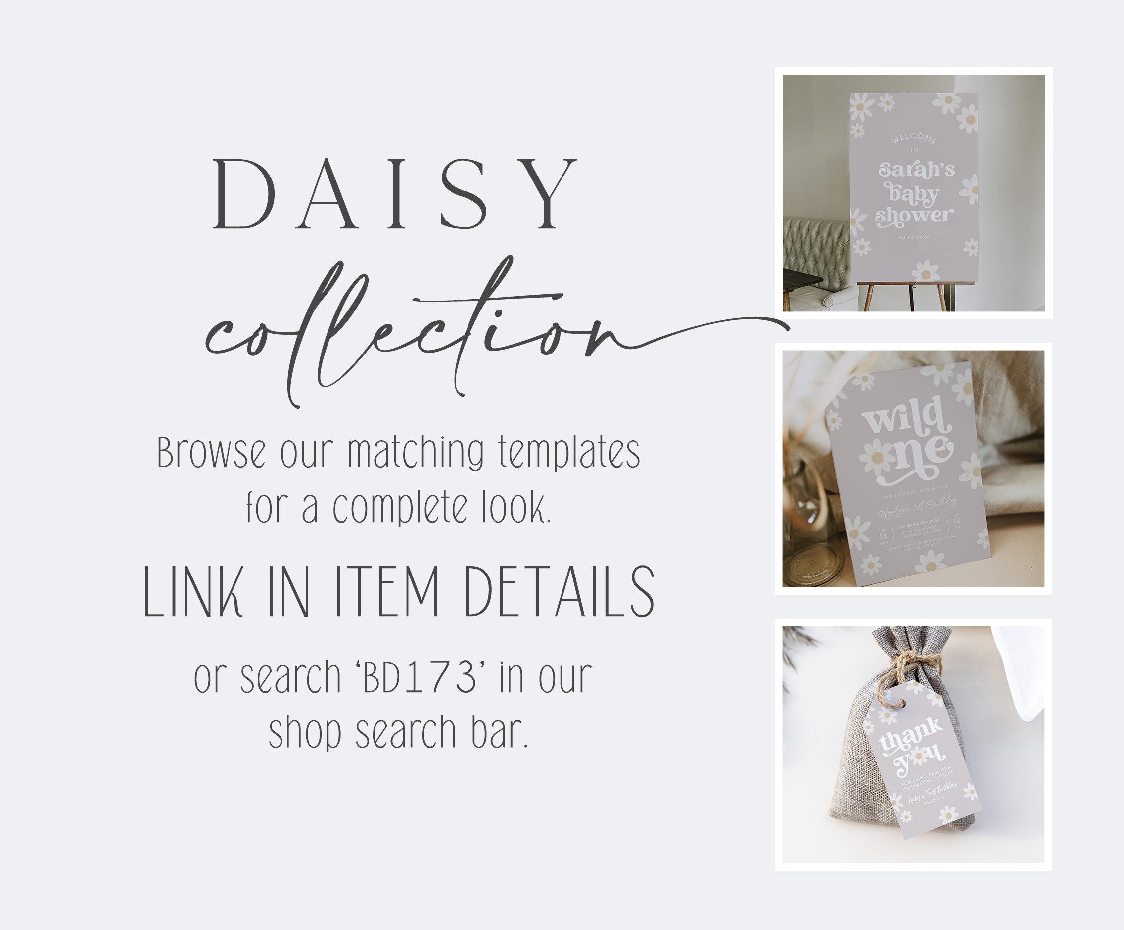 Daisy Welcome Sign Template, Bohemian Daisy Baby Shower Signage ...