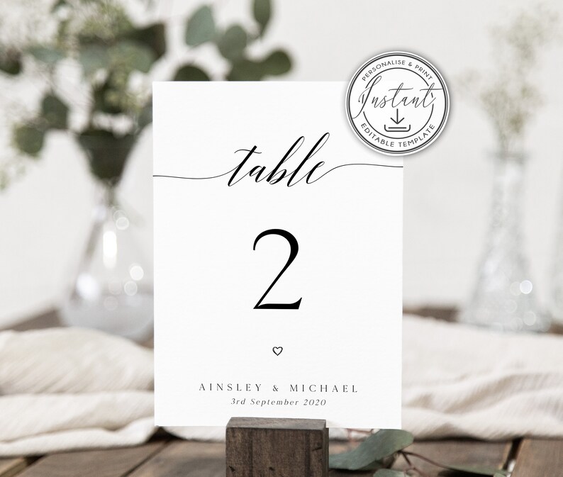 Rustic Wedding Place Cards & Table Numbers Editable Template, Wedding ...
