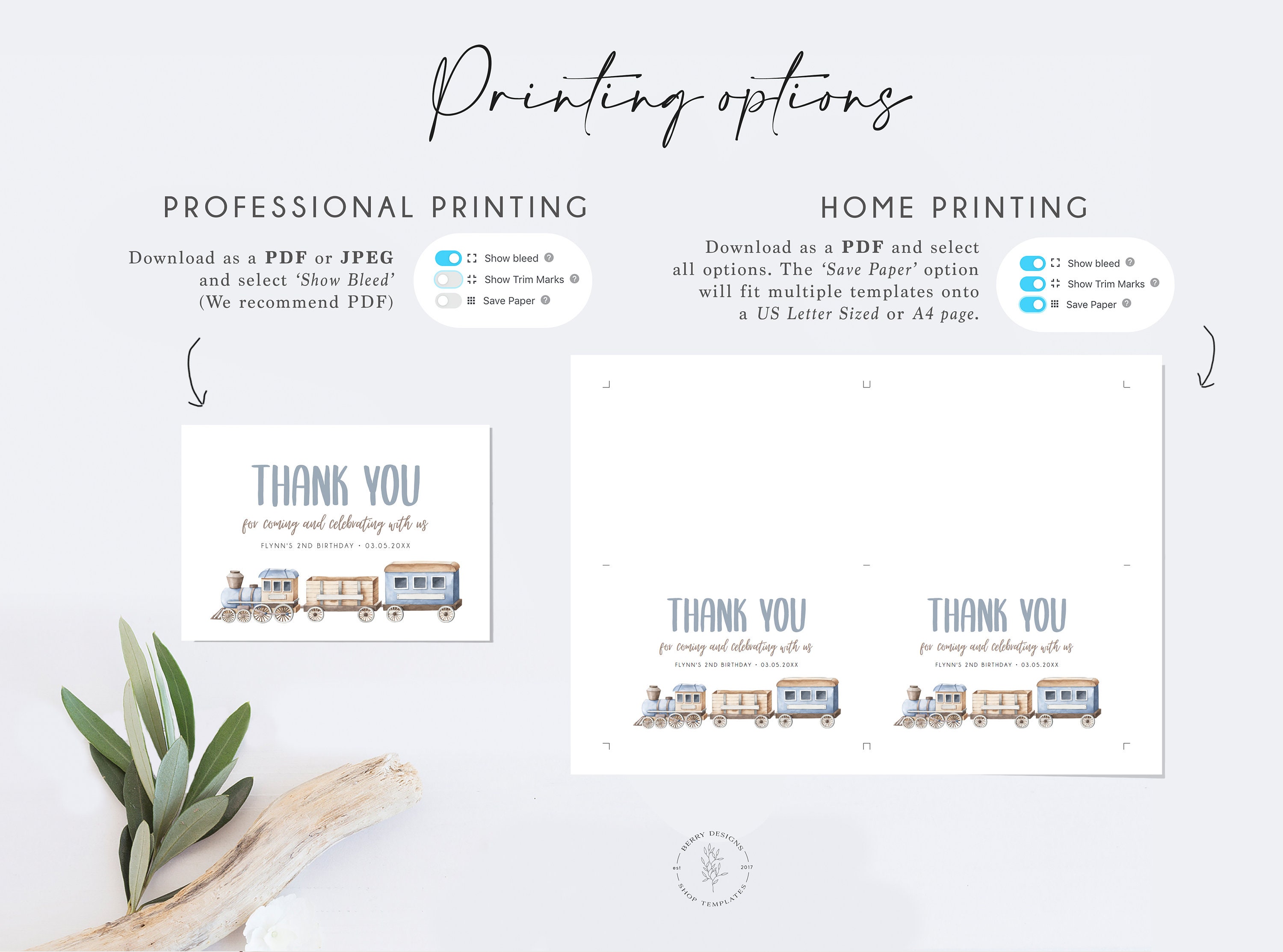 Train Thank You Card Template, Chugga Two Two Birthday Party Thank You ...