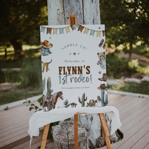 First Rodeo Welcome Sign Template, Cowboy 1st Birthday Editable Sign ...