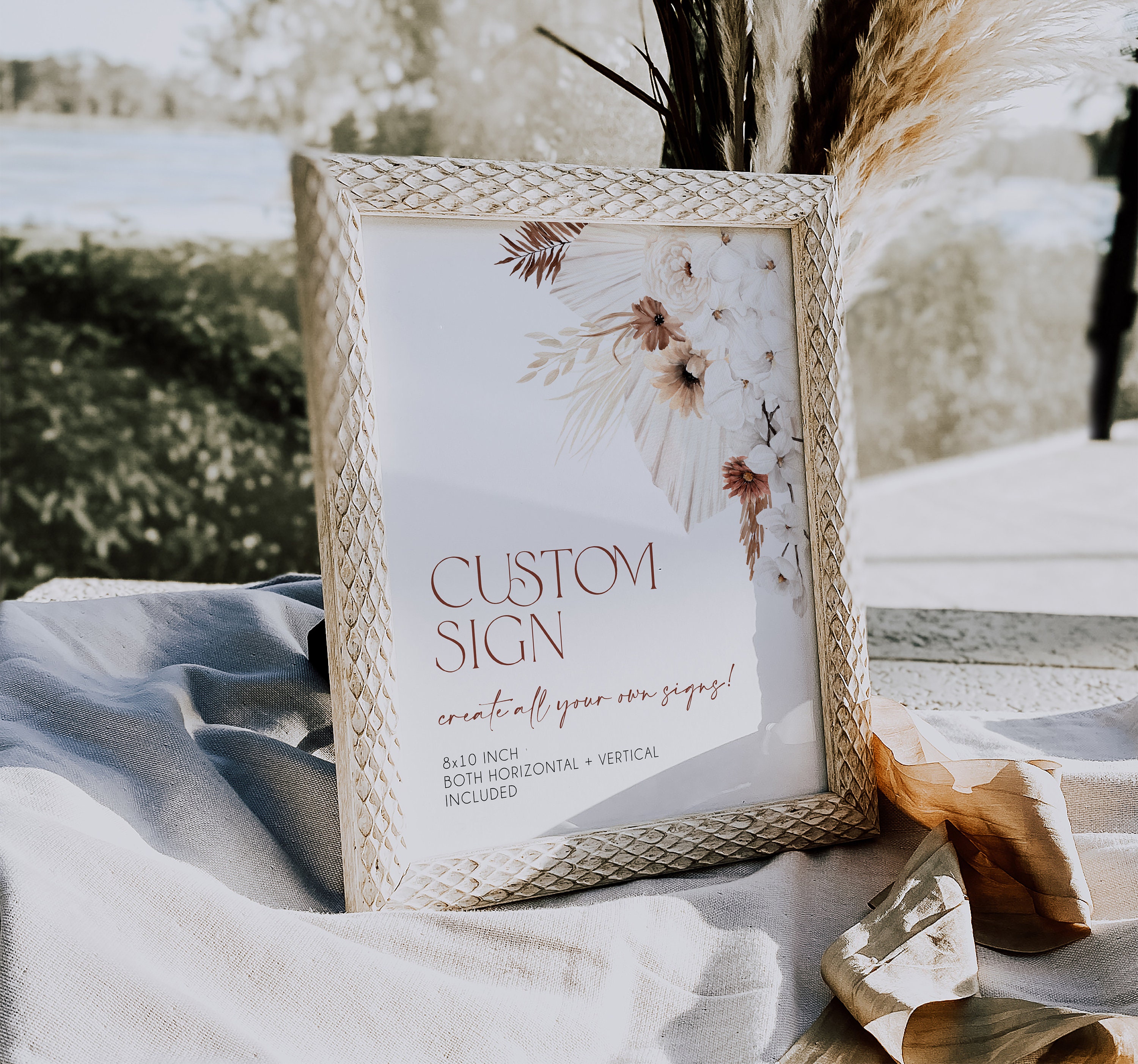 Boho Floral Fully Editable Wedding Custom Sign Template, Bohemian ...