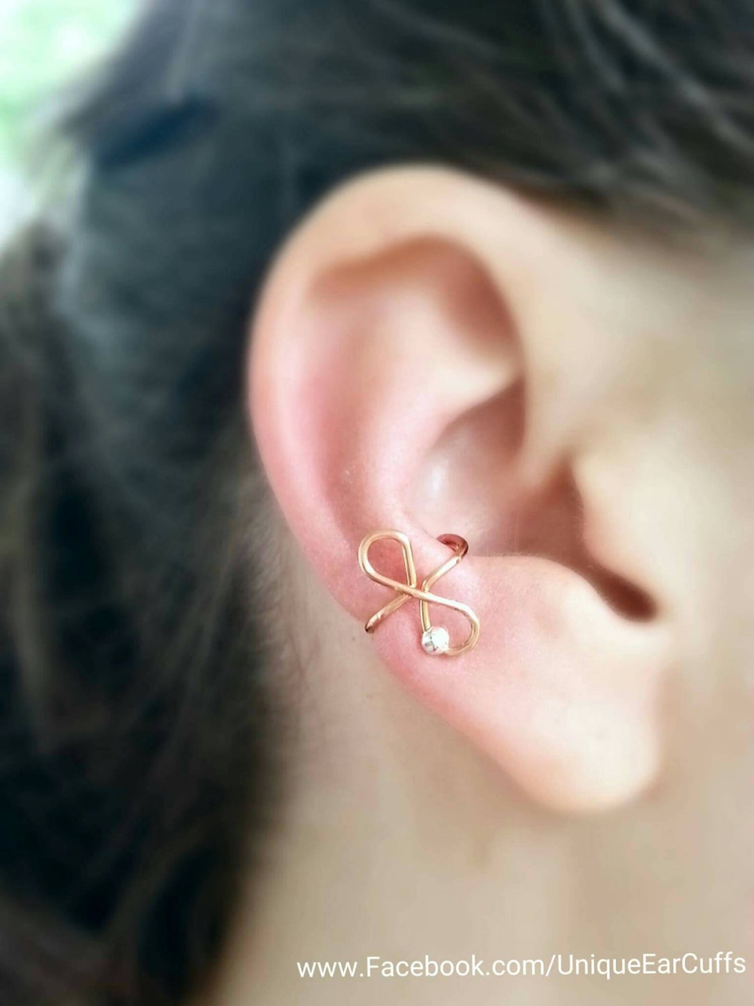 Infinity Ear Cuff, Wire Ear Wrap, *several Color Choices* Green, Silver ...