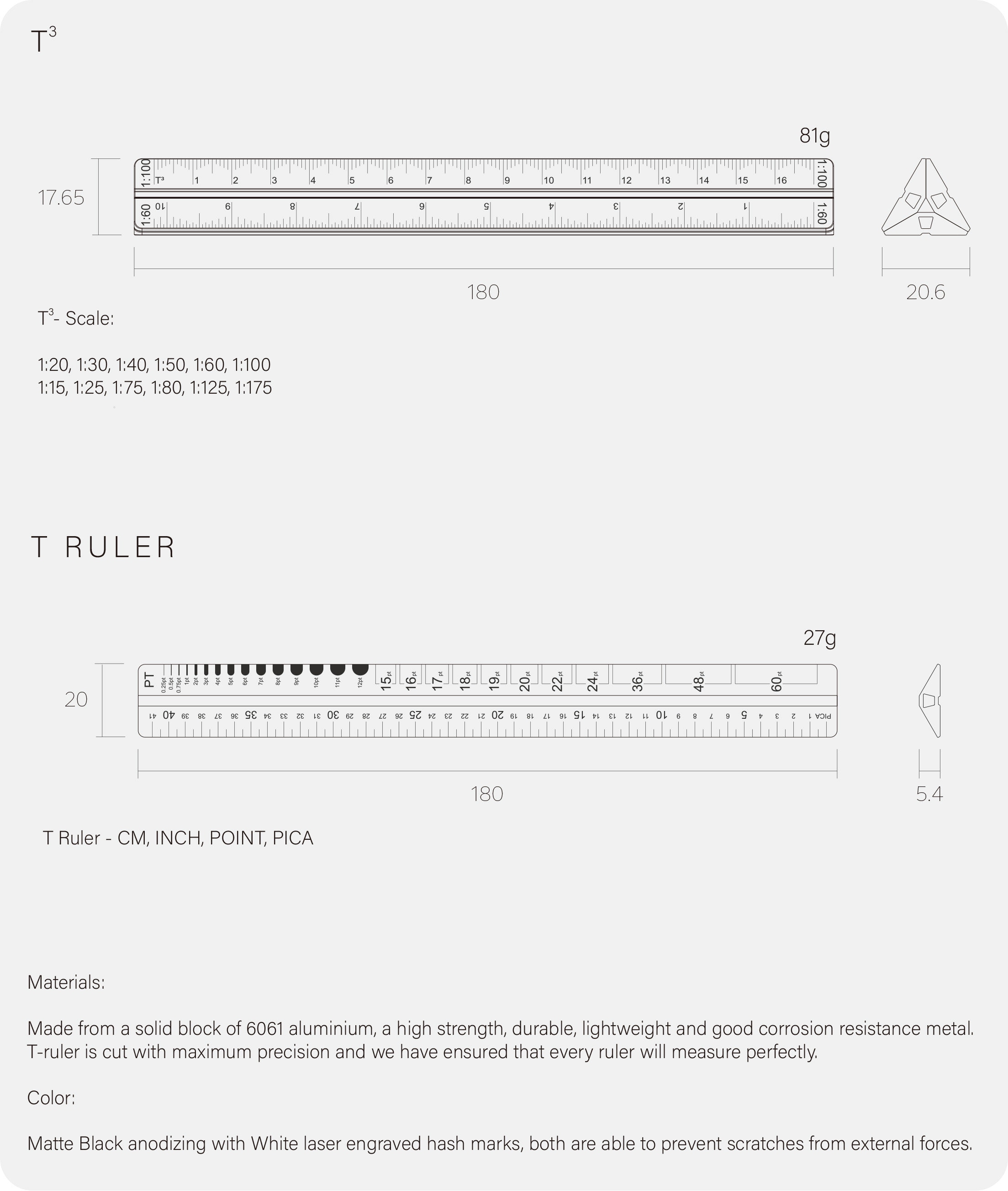 T3 Scale Ruler and T Ruler Drawing Tool Ruler - Etsy
