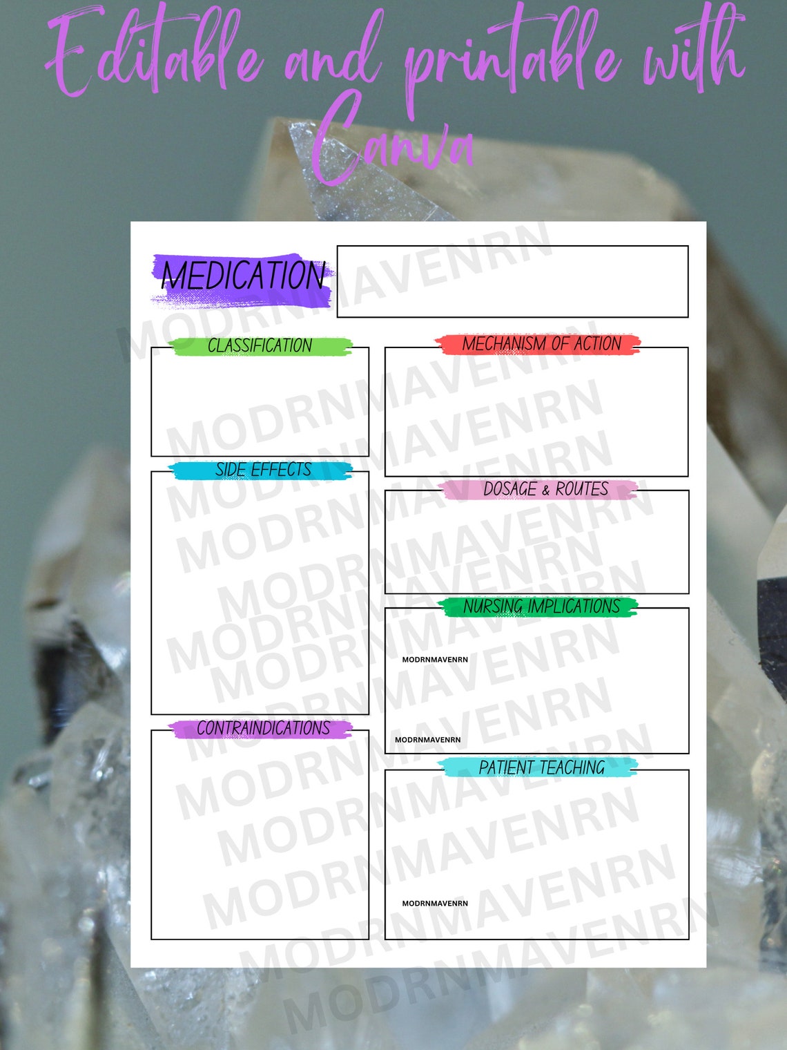 Medication Template for Nursing School Students Printable Medication ...