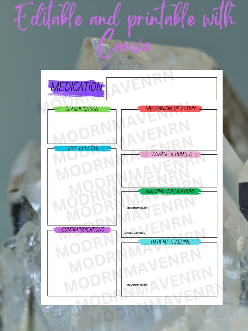 Medication Template for Nursing School Students Printable Medication ...