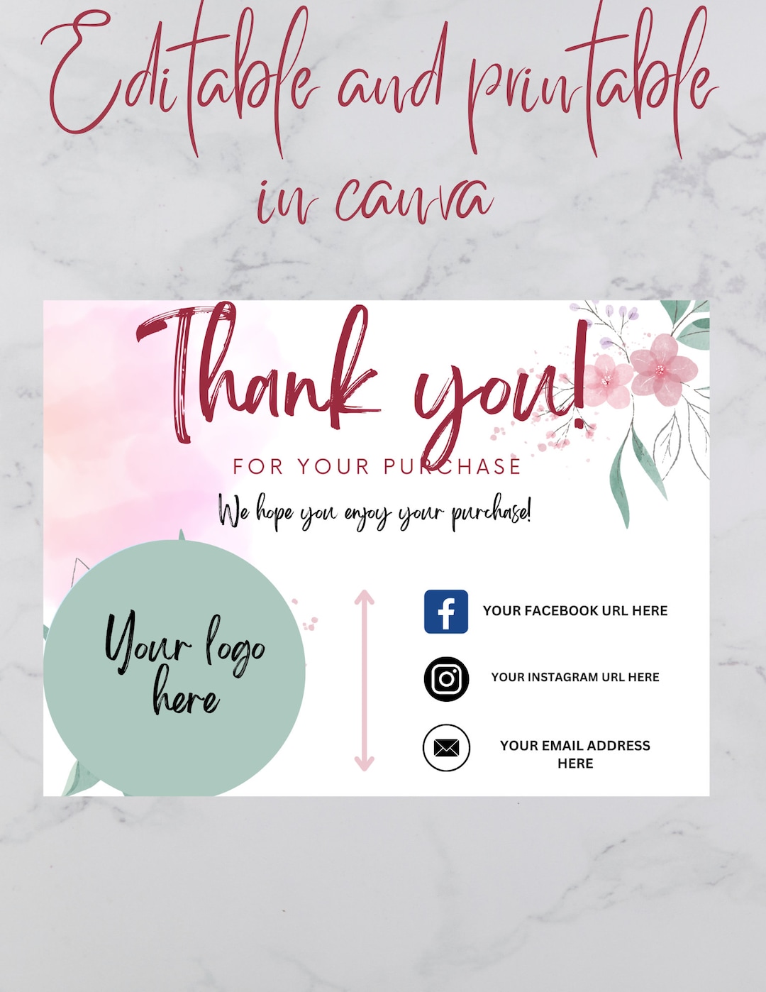 Thank You Editable Cards Template. Canva, Editable, Customizable ...
