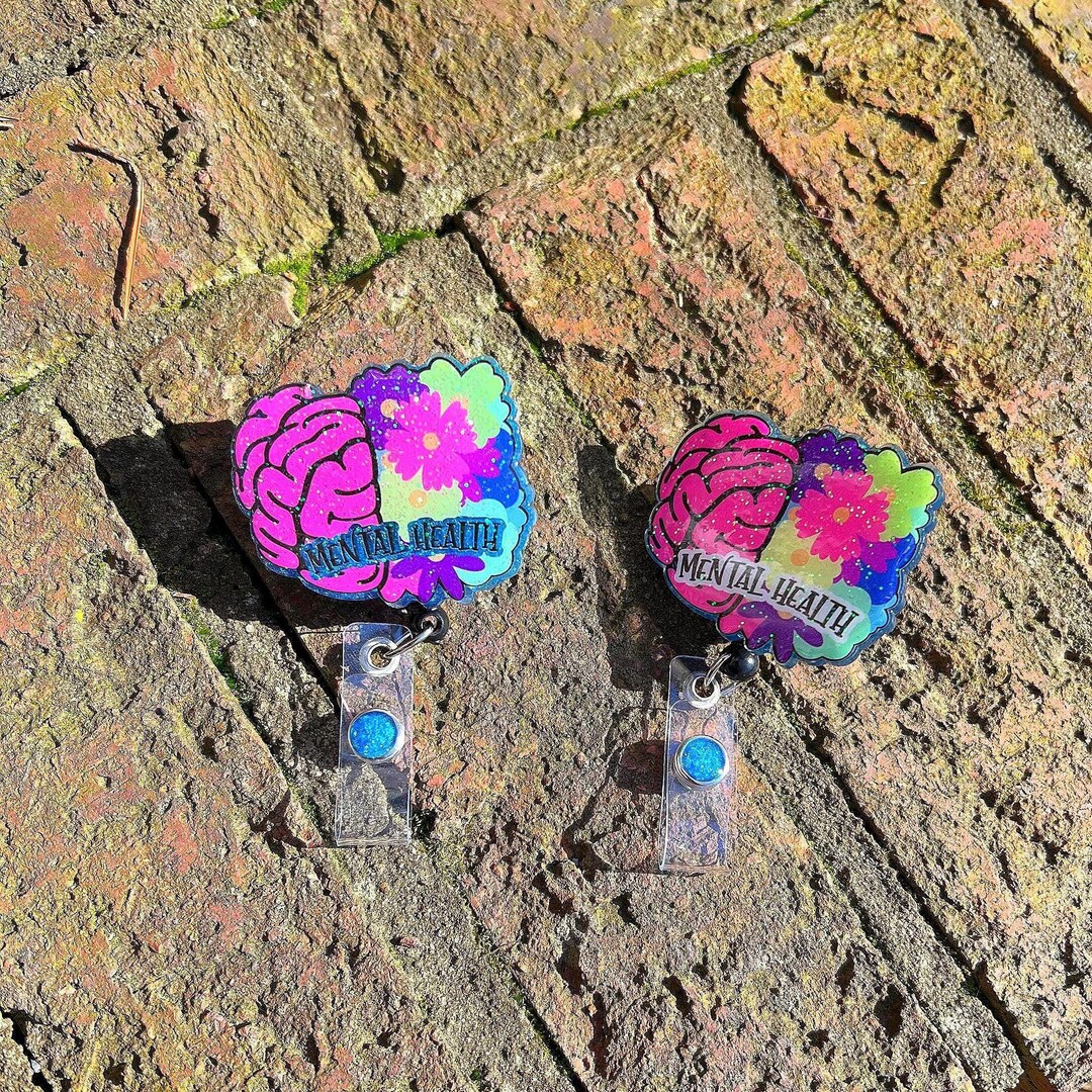 Mental Health Brain Badge Reel. Retractable Badge Reel, Psychology ...