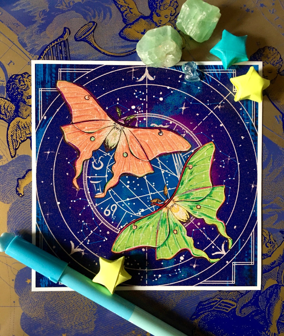 Galaxy Moth | Whimsigoth Space Luna Moth Digital Mini Art Print - Etsy