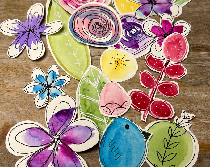 Floral Fodder Collage Watercolors - Etsy