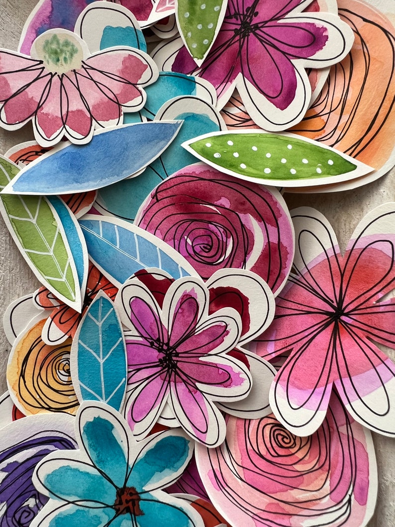 Floral Fodder - Collage- Watercolor- 20 Pieces - Etsy