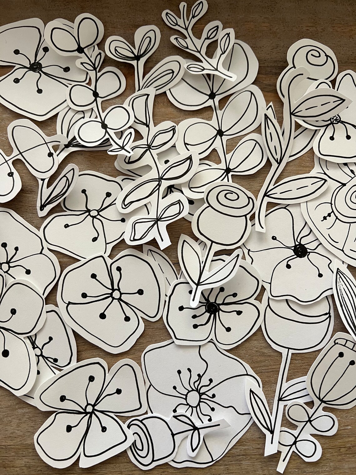 Hand Drawn Floral Fussy Cut Fodder - Etsy