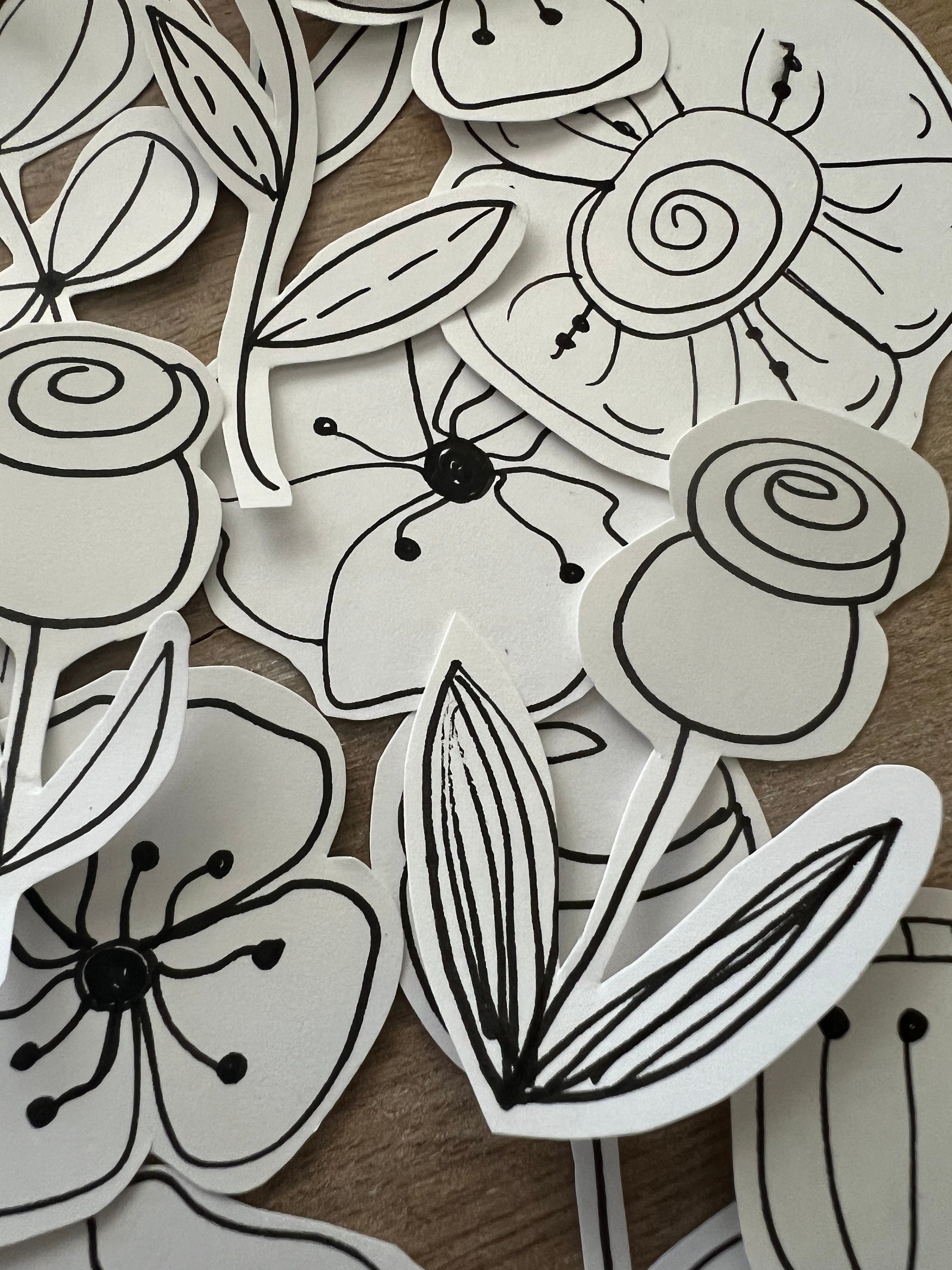 Hand Drawn Floral Fussy Cut Fodder - Etsy