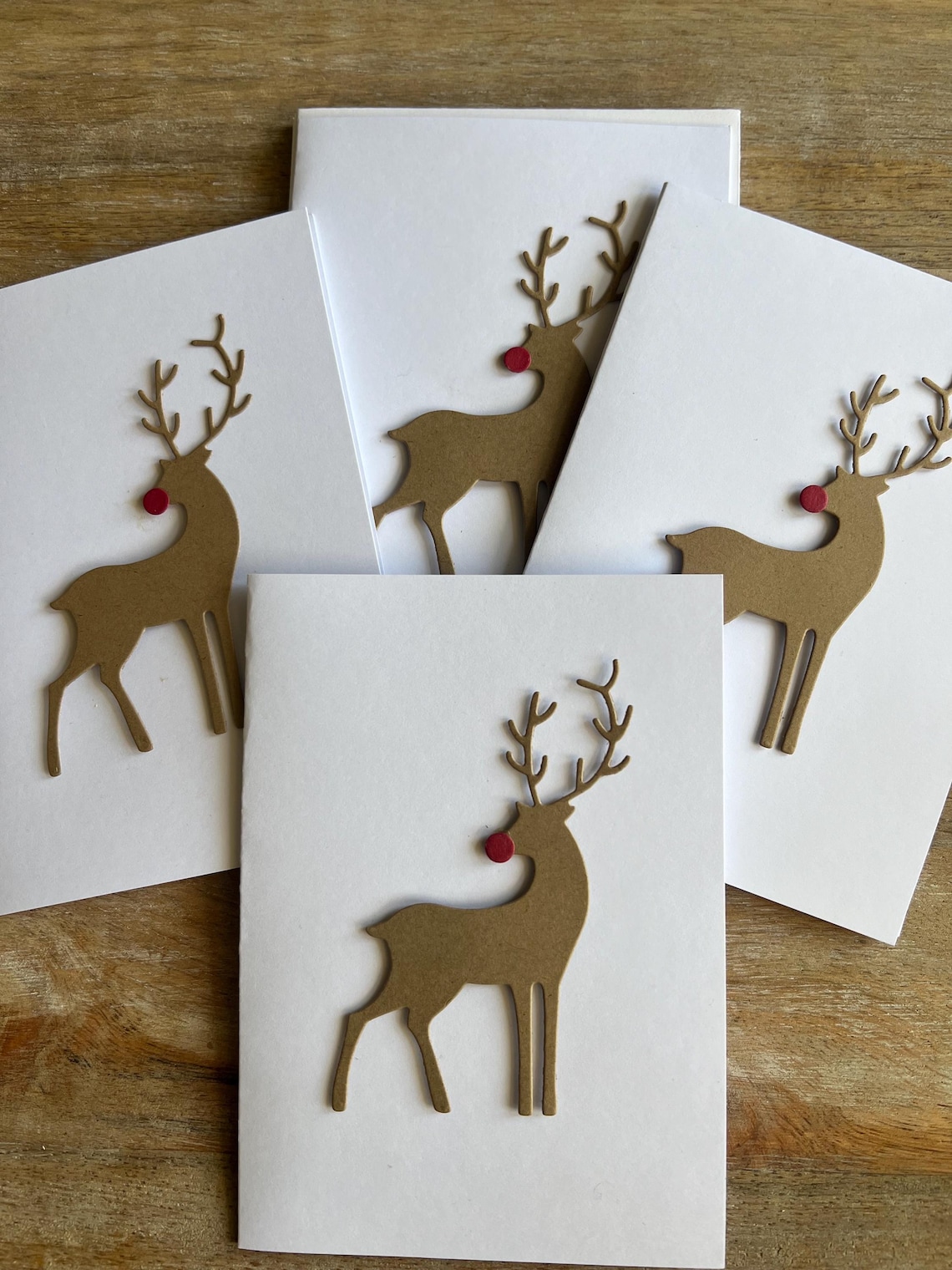 Reindeer Christmas Cards /set of 4 - Etsy