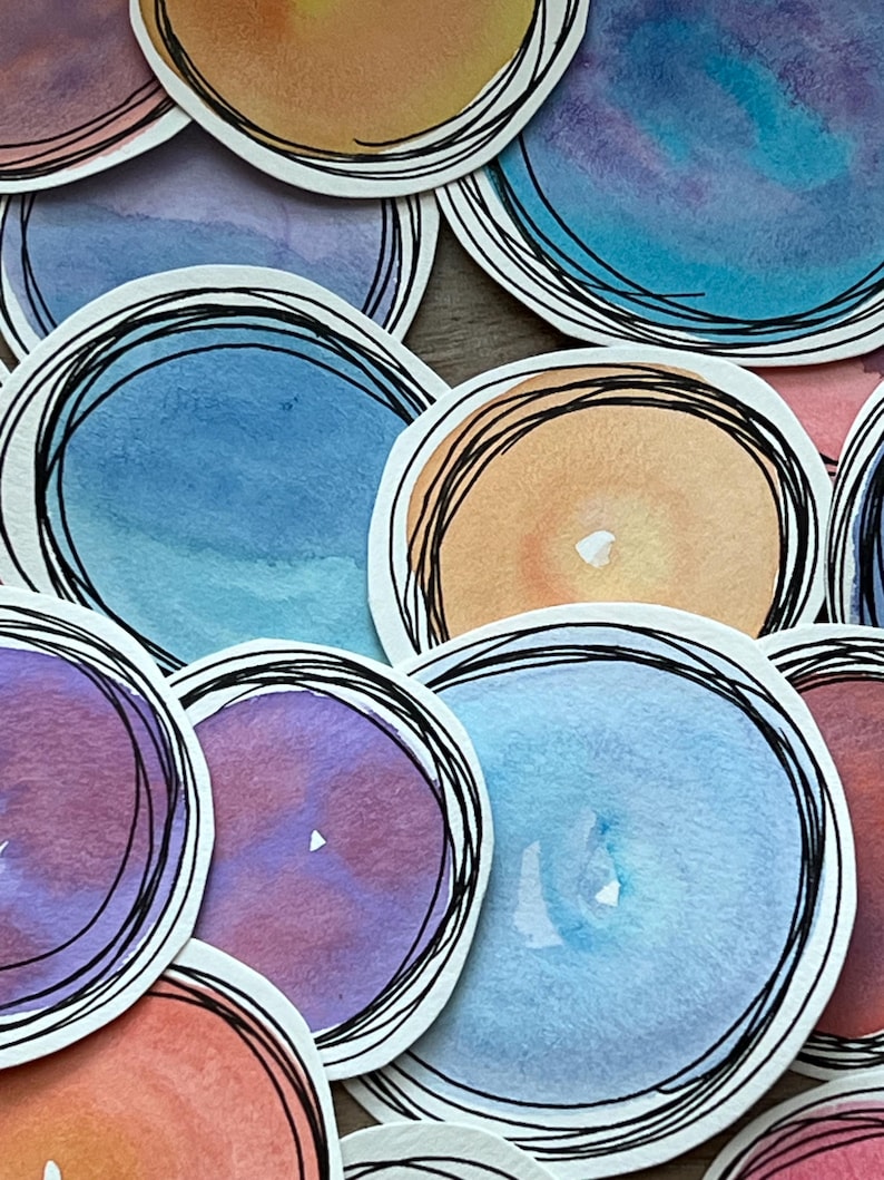 Journal Fodder Circles- Watercolor - 20 Pieces - Etsy
