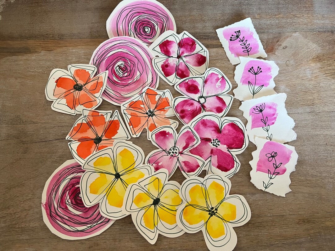 Floral Fodder Collage Watercolors - Etsy