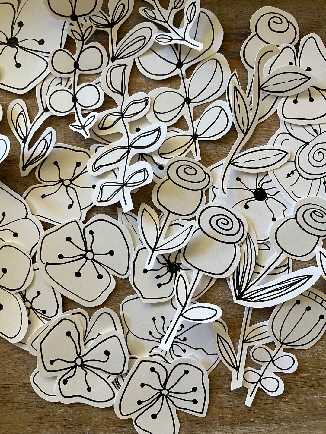 Hand Drawn Floral Fussy Cut Fodder - Etsy