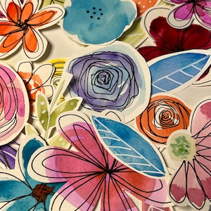 Floral Fodder - Collage- Watercolor- 20 Pieces - Etsy