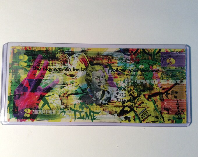 Authentic COLORIZED LIMITED Edition Two Dollar Bill, the Olympic Star ...