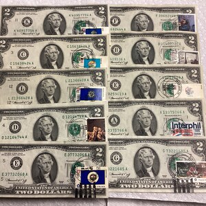 10 Lightly Circulated BICENTENNIAL , 1976, Two Dollar Bills With First ...