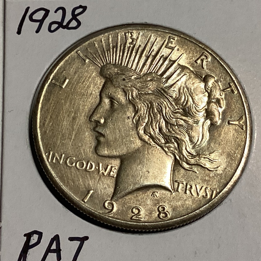 1928 Peace Silver Dollar, High Grade Coin With Gold Toning Super Sheen ...