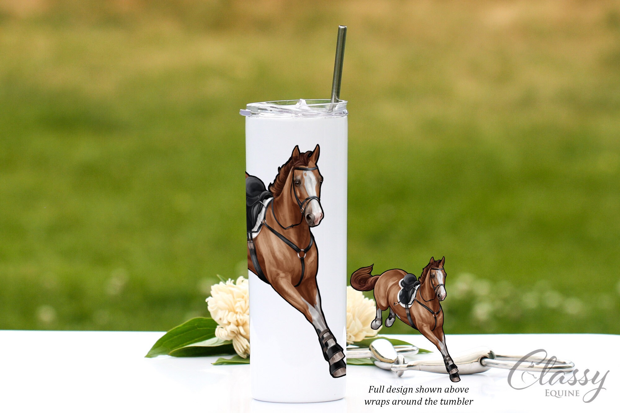 Mugs Travel Mugs Hunter Jumper Horse Tumbler with Straw Equestrian ...