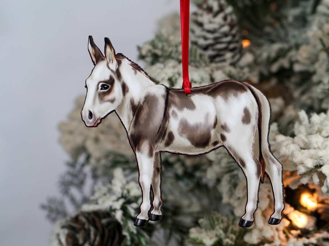 Donkey Ornament Christmas, Spotted Donkey Christmas Ornament, Miniature ...