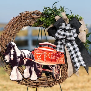 Gypsy Vanner Horse Wreath, Gypsy Horse Wall Art, Gypsy Horse Decor ...