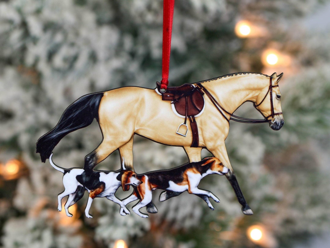 Fox Hunting Horse Christmas Ornament, Equestrian Art Decor - Etsy