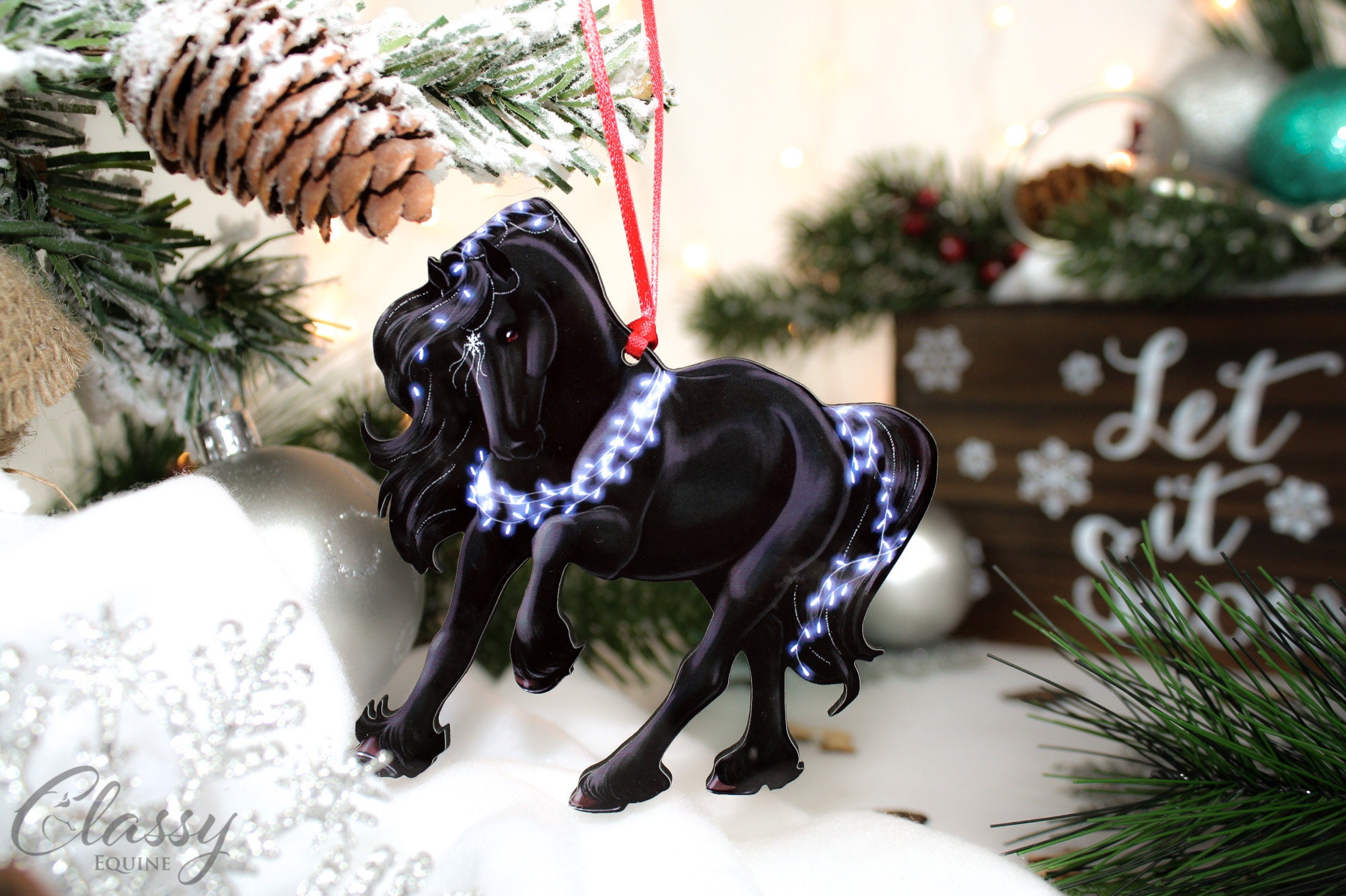 Friesian Horse Ornaments Horse Christmas Ornaments - Etsy