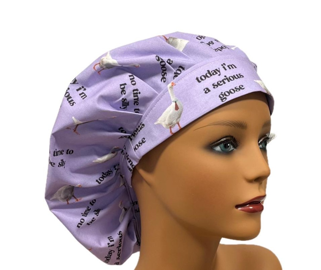 Funny Goose Purple Bouffant Scrub Caps for Women, Satin Lined, Elastic ...