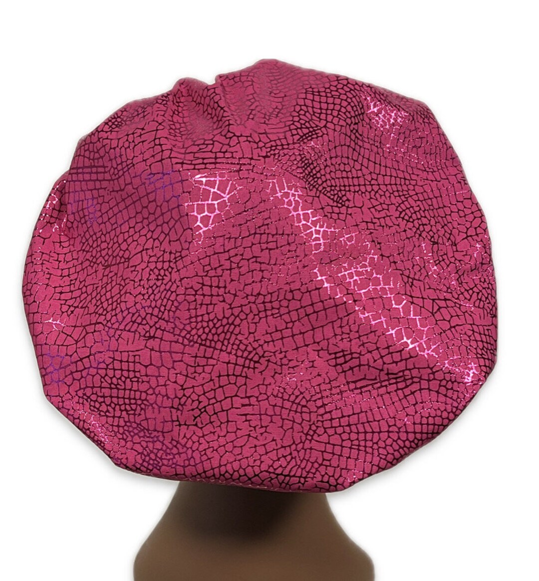 Pink Shiny Metallic Bouffant Scrub Caps for Women Elastic - Etsy