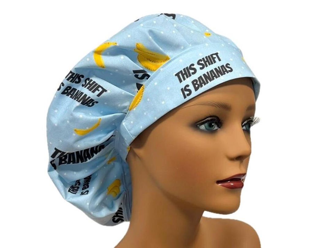 This Shift Funny Bouffant Scrub Caps for Women, Satin Lined, Elastic ...
