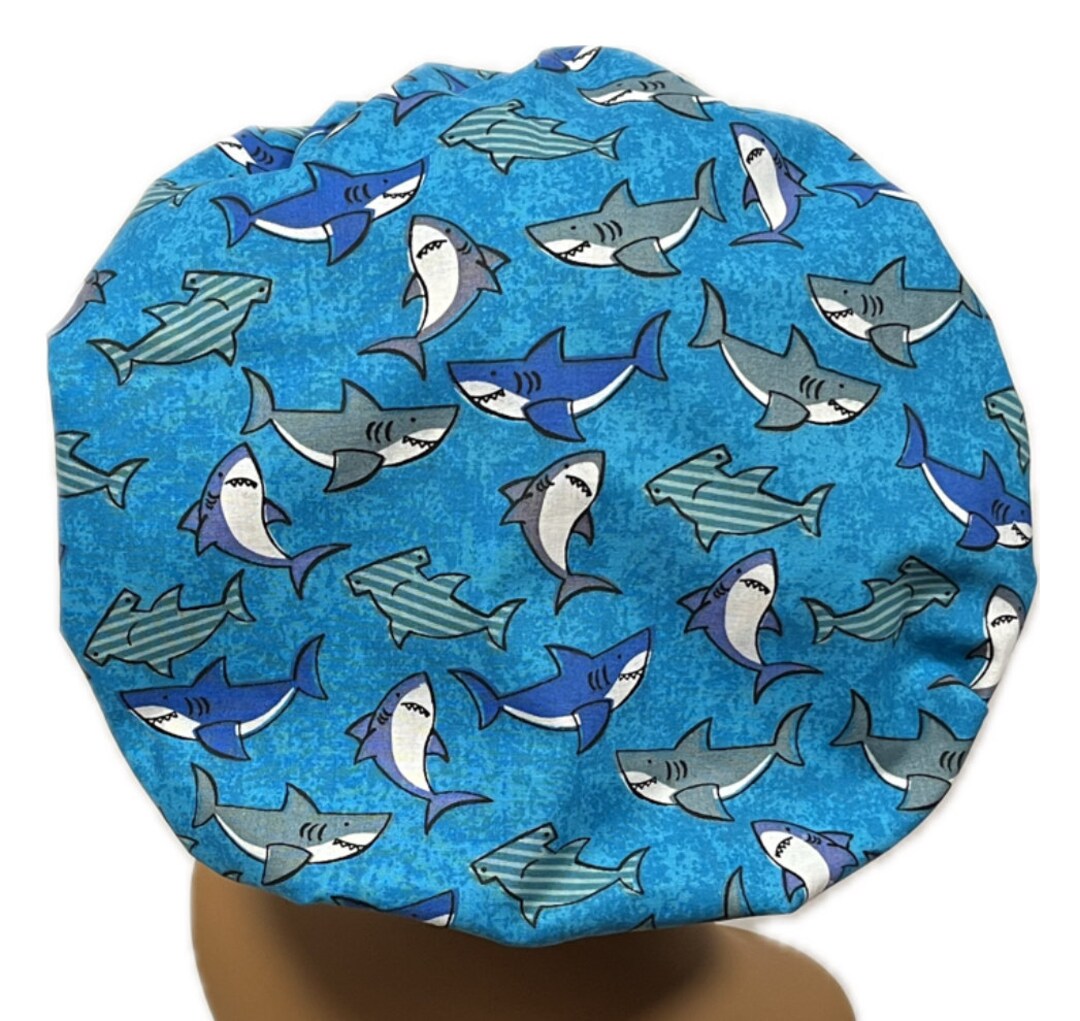 Shark Scrub Cap, Women’s Bouffant Surgical Scrub Cap, Scrub Hat for ...