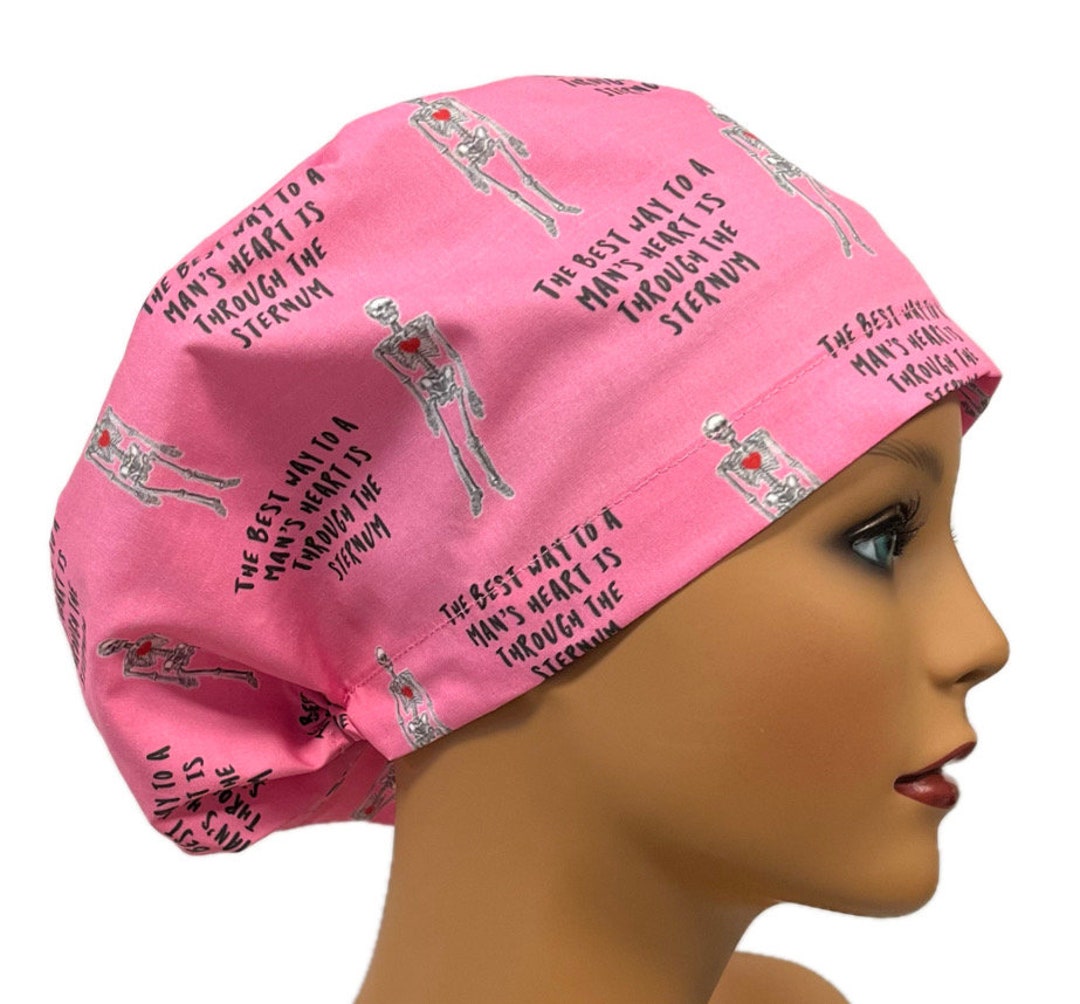 Way to a Man’s Heart, Funny Euro Scrub Caps for Women, Elastic With ...