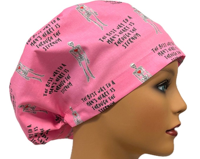Way to a Man’s Heart, Funny Euro Scrub Caps for Women, Elastic With ...