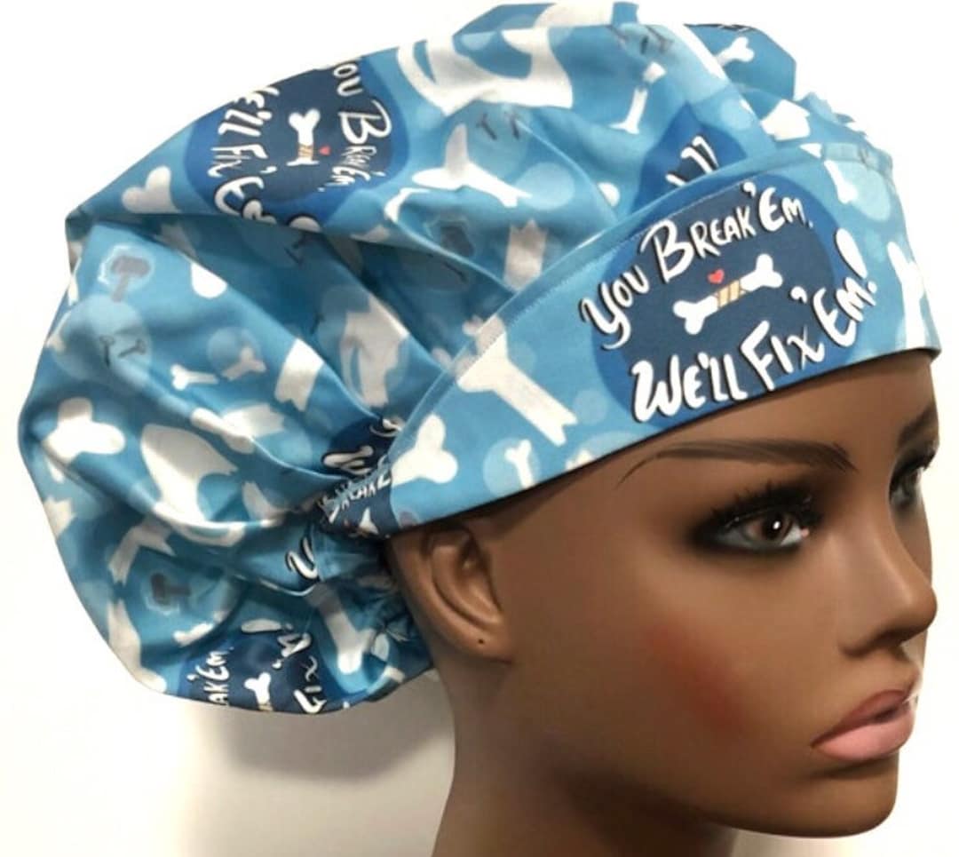 Ortho Women’s Bouffant Surgical Scrub Hat, Bones Elastic With Toggle or ...