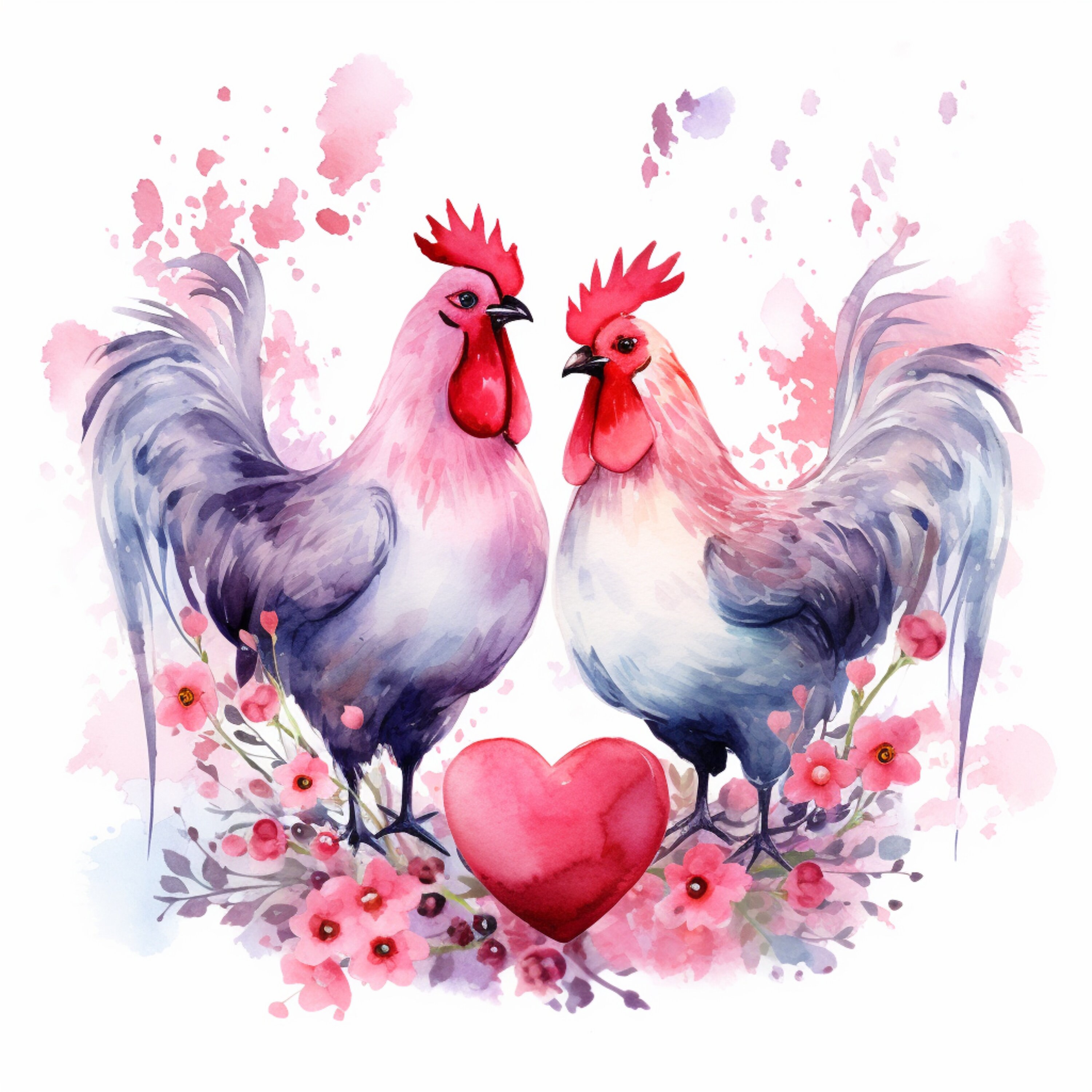 Chickens, Colorful Chickens PNG. Floral Chickens PNG. Chicken , Chicken ...