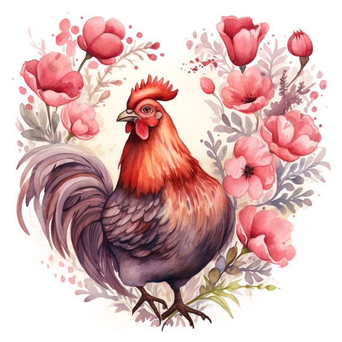 Chickens, Colorful Chickens PNG. Floral Chickens PNG. Chicken , Chicken ...