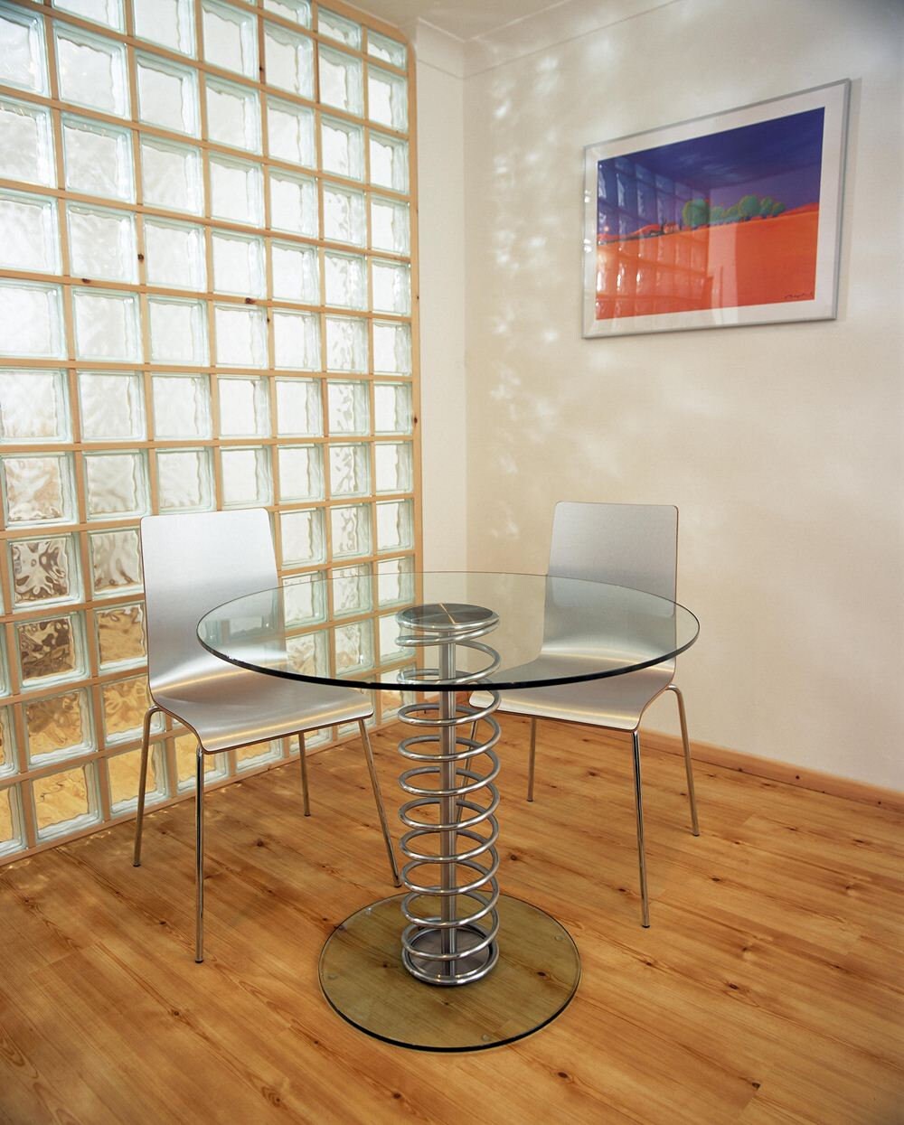 Platform Round Glass Dining Table (spring Leg) - Etsy