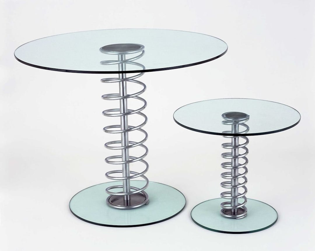 Platform Round Glass Dining Table (spring Leg) - Etsy