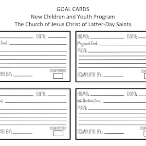 Goal Cards for the New Children and Youth Program - Etsy