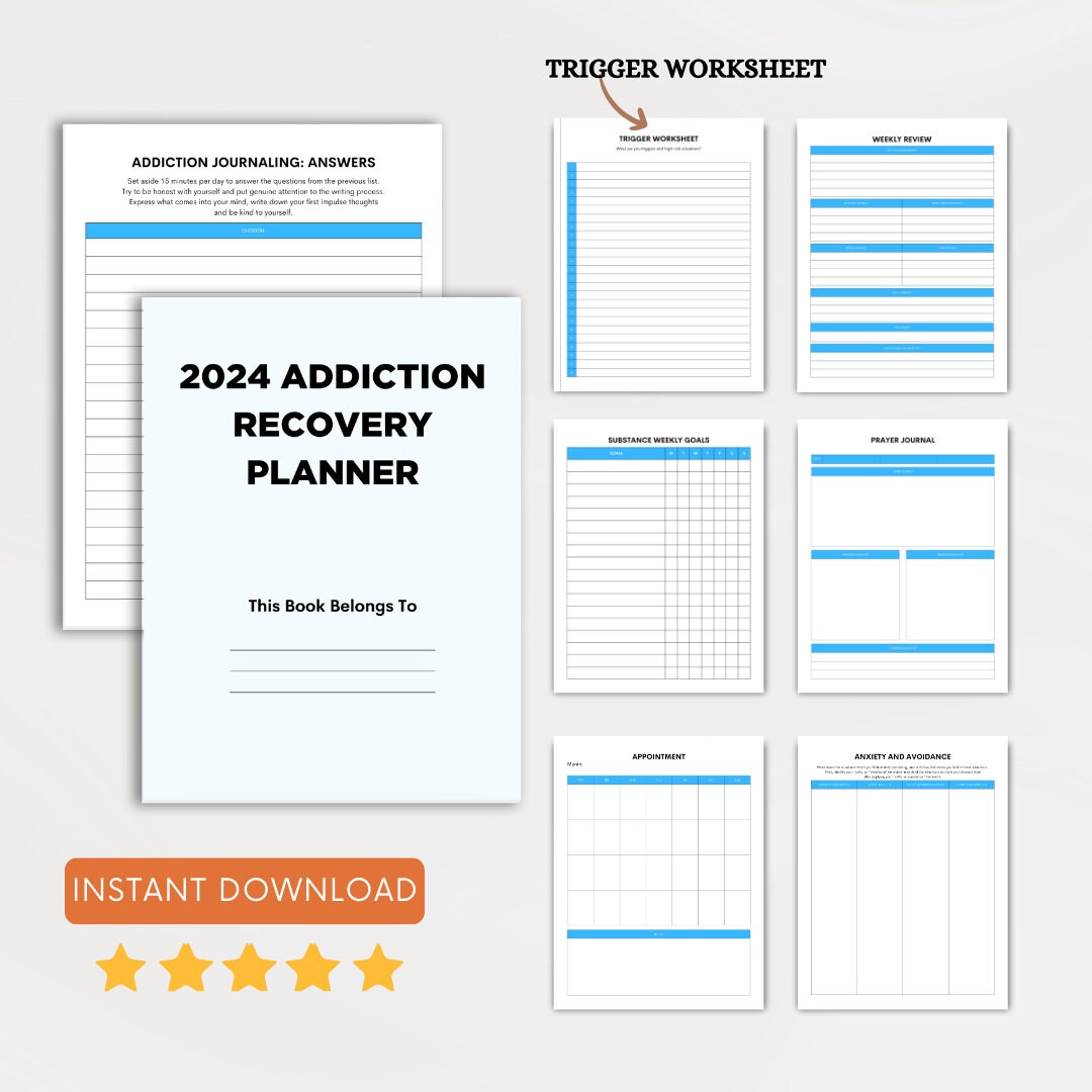 Addiction Recovery Planner, Sobriety Journal, Sober Living Tracker ...
