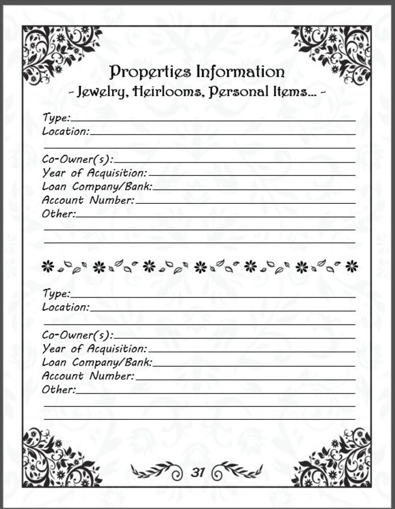 Emergency Binder, Funeral Planner, Fillable End of Life Planner, Legacy ...