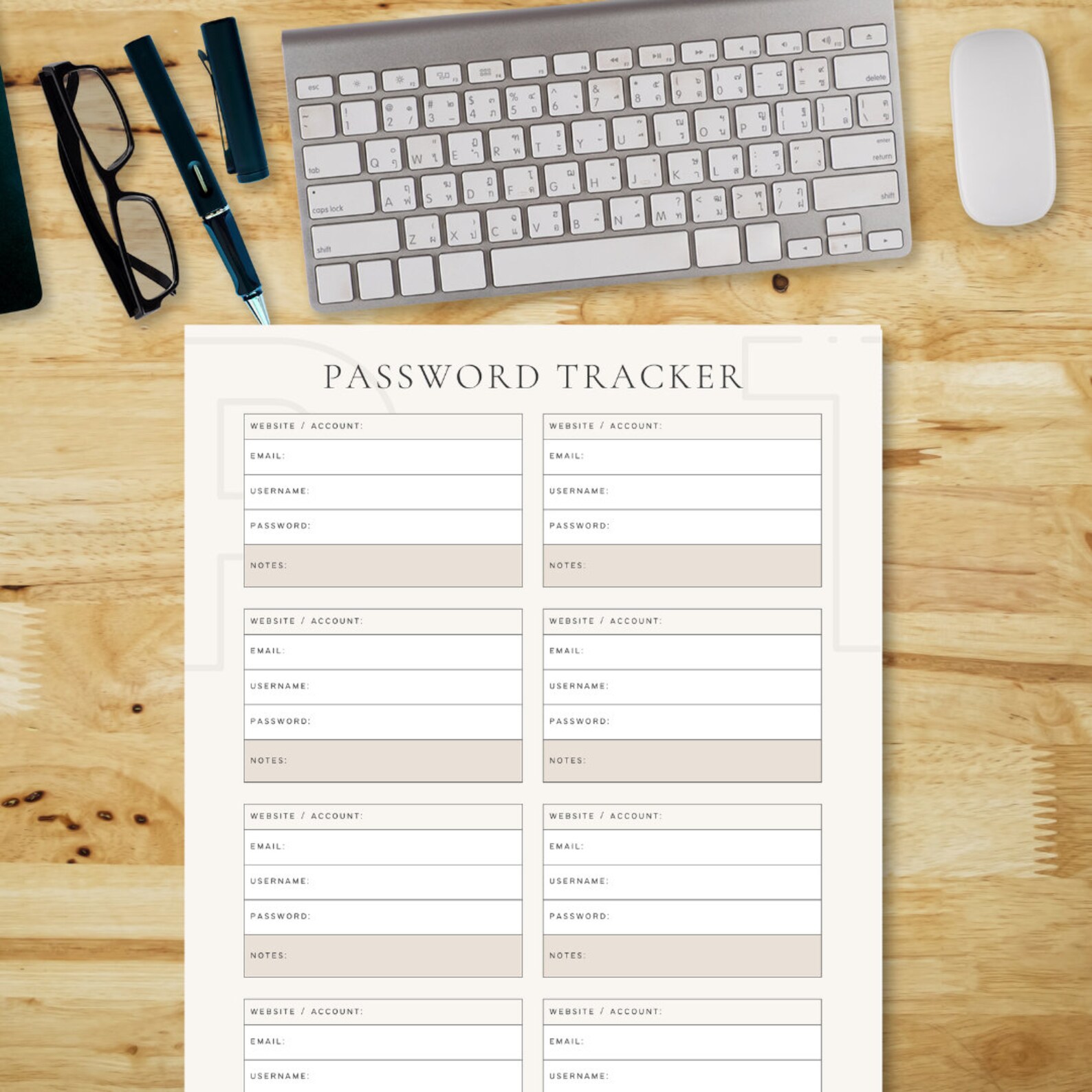 Minimalist Password Tracker, Login Information Keeper, Online Account ...