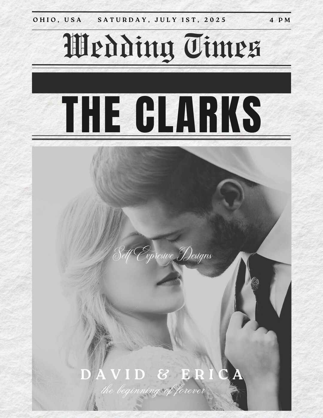 Customizable Wedding Program Timeline With Monogram and Elegant Border ...