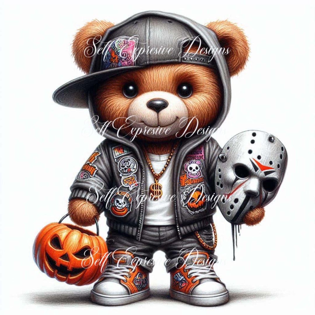 Spooky Halloween Bear Clipart for Dark Themed Printables - Etsy